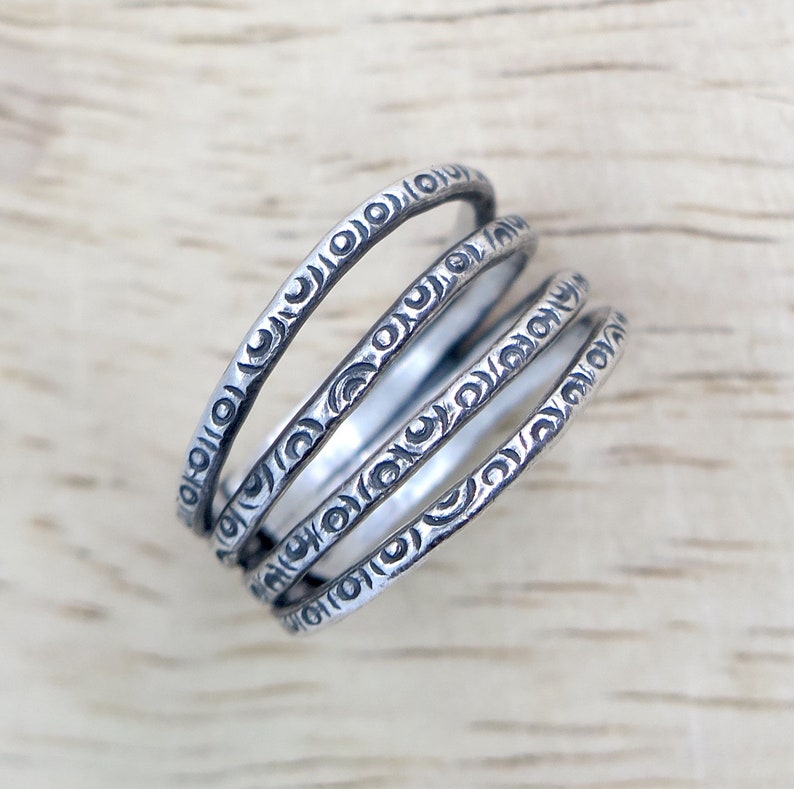 Sterling Silver Connected Stacking Rings Set of 4 Linked | Etsy