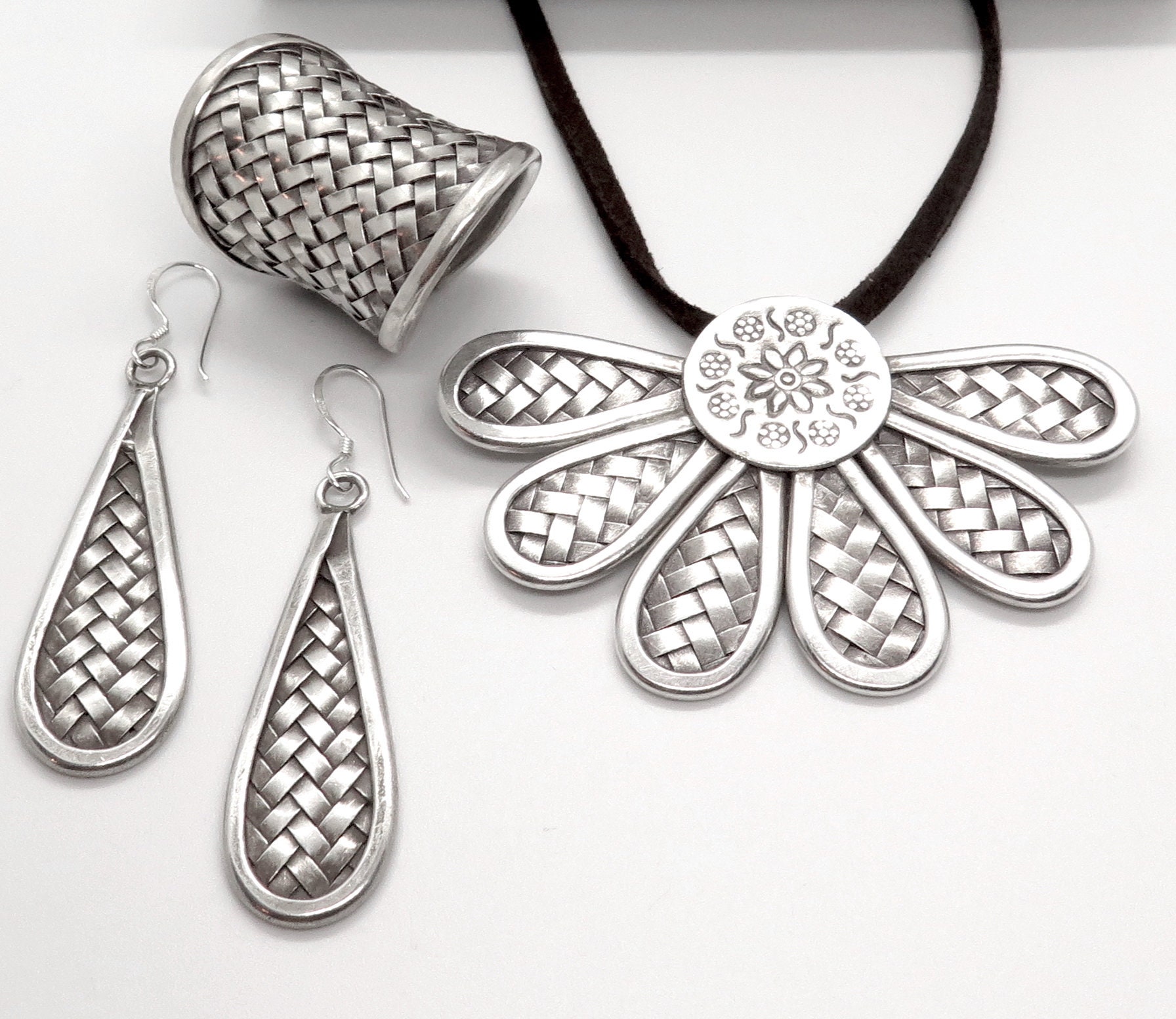 Sterling Silver Weave Drops Shape Earrings, Handmade Braided Silver ...