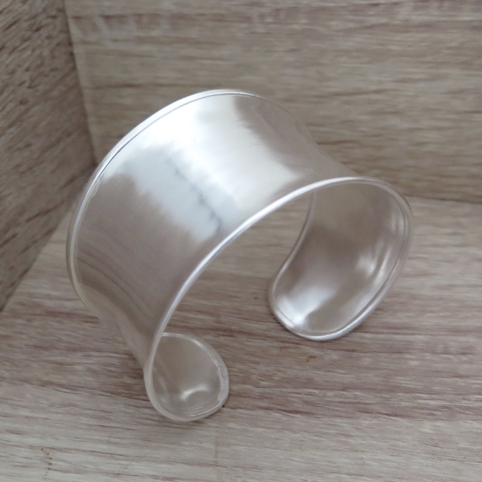 Sterling Silver Wide Statement Cuff Bracelet Plain Semi Shiny - Etsy