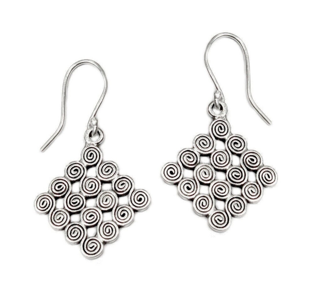 Handmade Ethnic Tribal Sterling Silver Dangle Statement Earrings, Boho ...