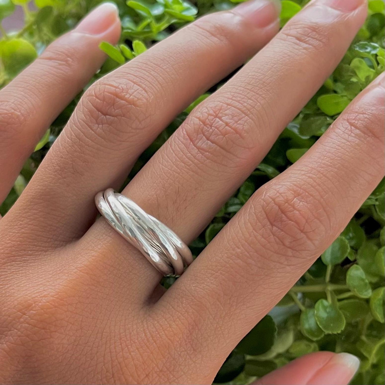 Sterling Silver Handmade Interlocking Rolling Ring, Intertwined Russian ...