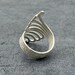Handmade Long Sterling Silver Ring, Textured Shiny Silver Large Elegant ...