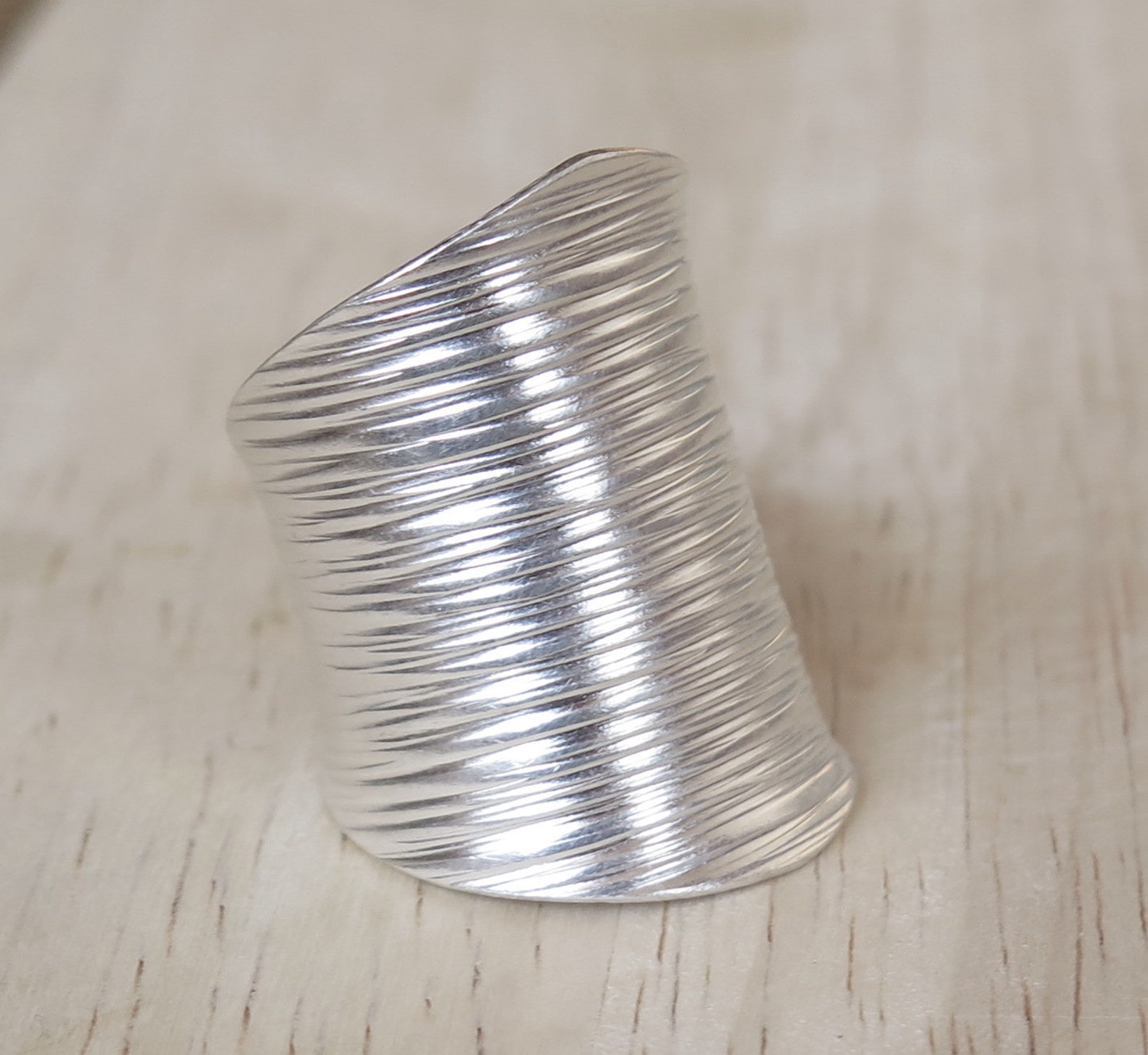 Sterling Silver Wide Band Statement Ring Handmade Boho Long - Etsy