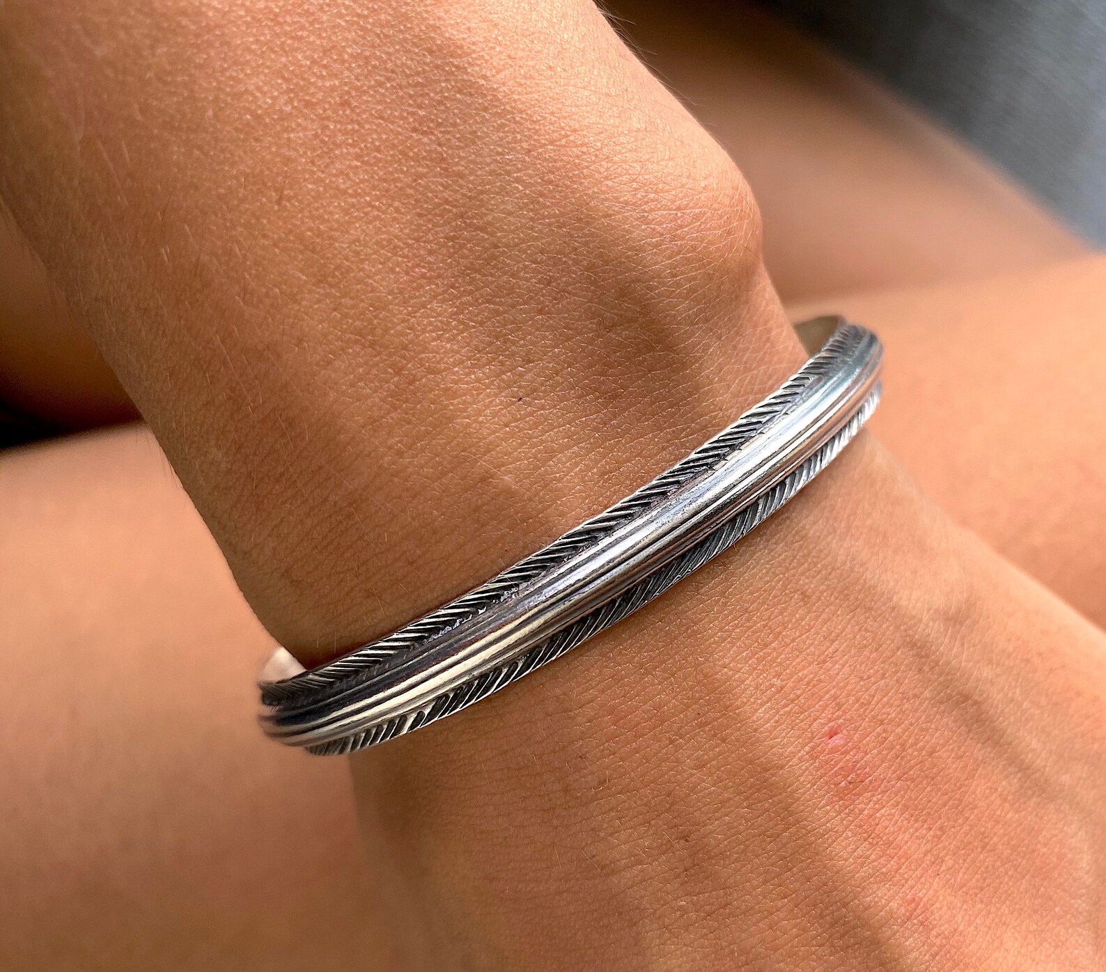 Sterling Silver Handmade Thick Solid Cuff Bracelet for Women or Men ...