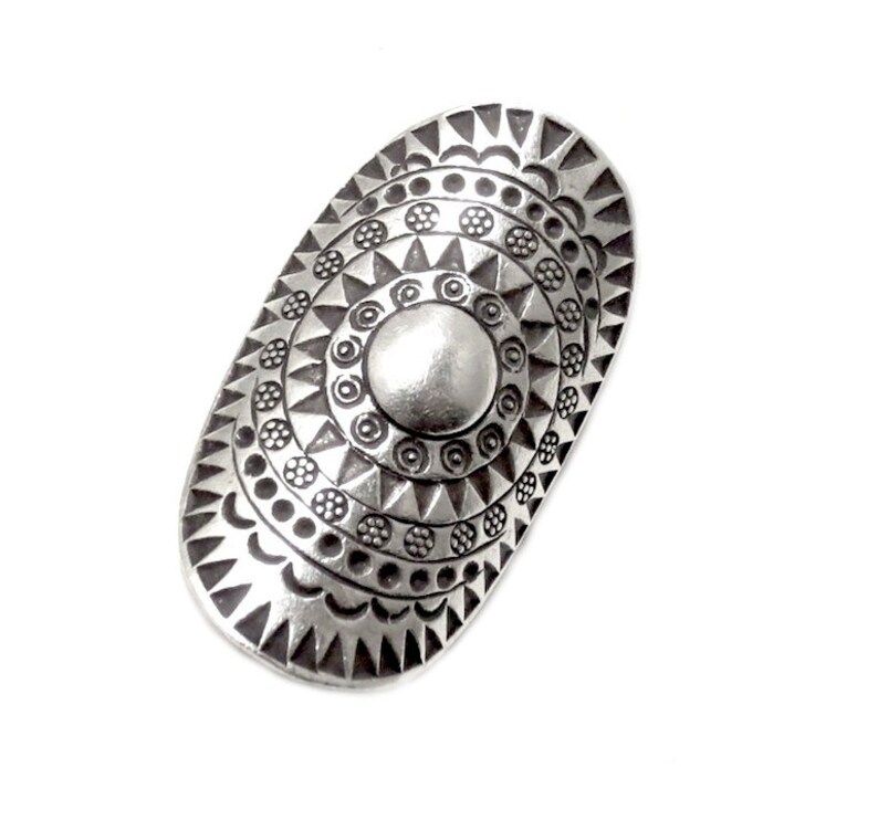 Sterling Silver Long Mandala Boho Statement Ring Handmade | Etsy