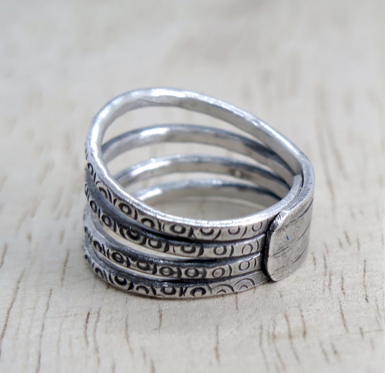 Sterling Silver Connected Stacking Rings Set of 4 Linked | Etsy