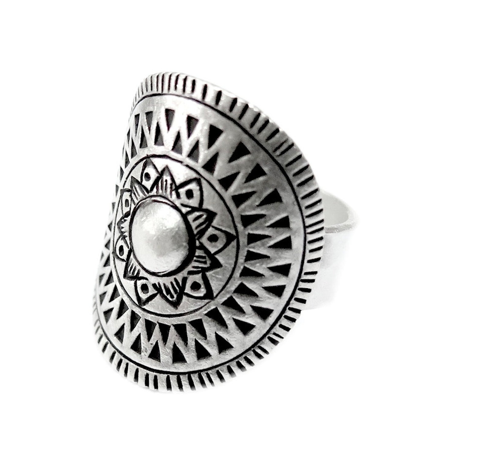 Sterling Silver Mandala Ring Handmade Boho Ethnic Sun Solar | Etsy