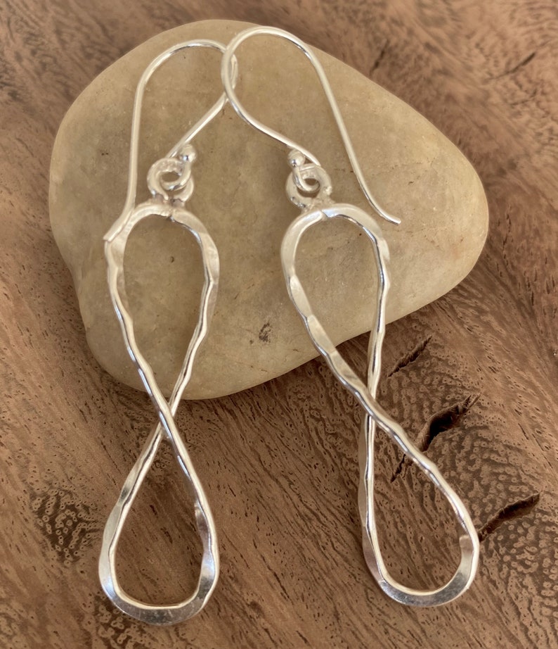 Sterling Silver Handmade Minimalist Hammered Infinity Dangle - Etsy