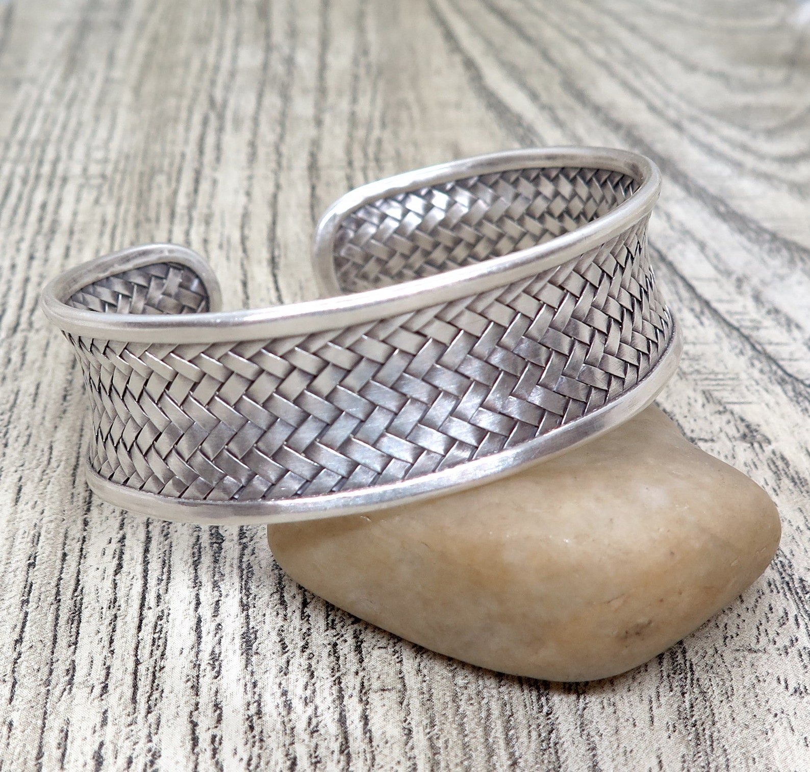 Braided Sterling Silver Statement Wide Cuff Bracelet Handmade - Etsy