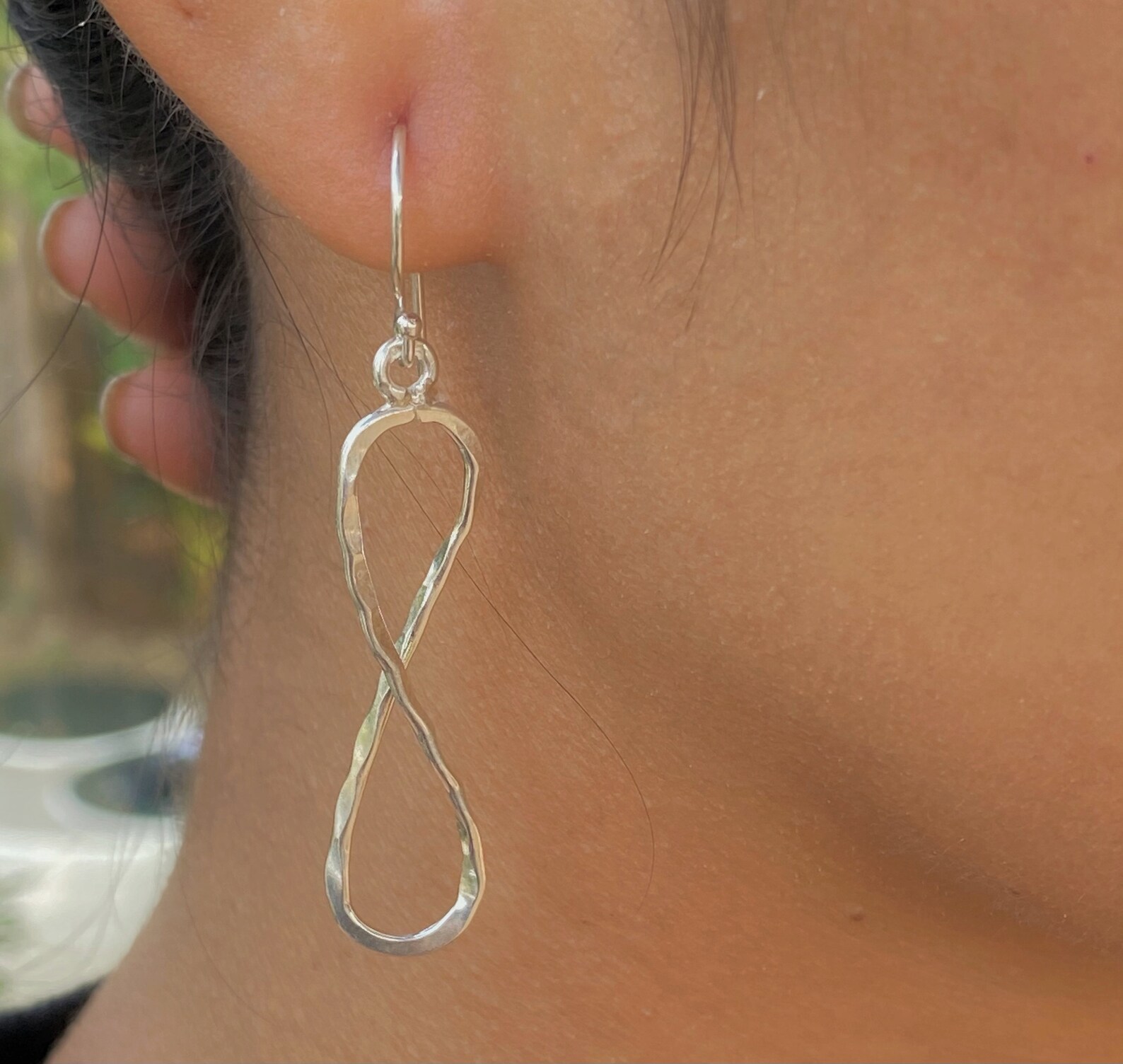 Sterling Silver Handmade Minimalist Hammered Infinity Dangle - Etsy