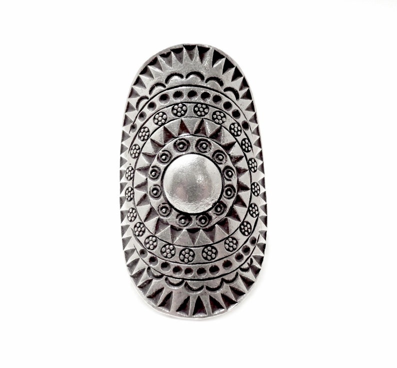 Sterling Silver Long Mandala Boho Statement Ring Handmade | Etsy