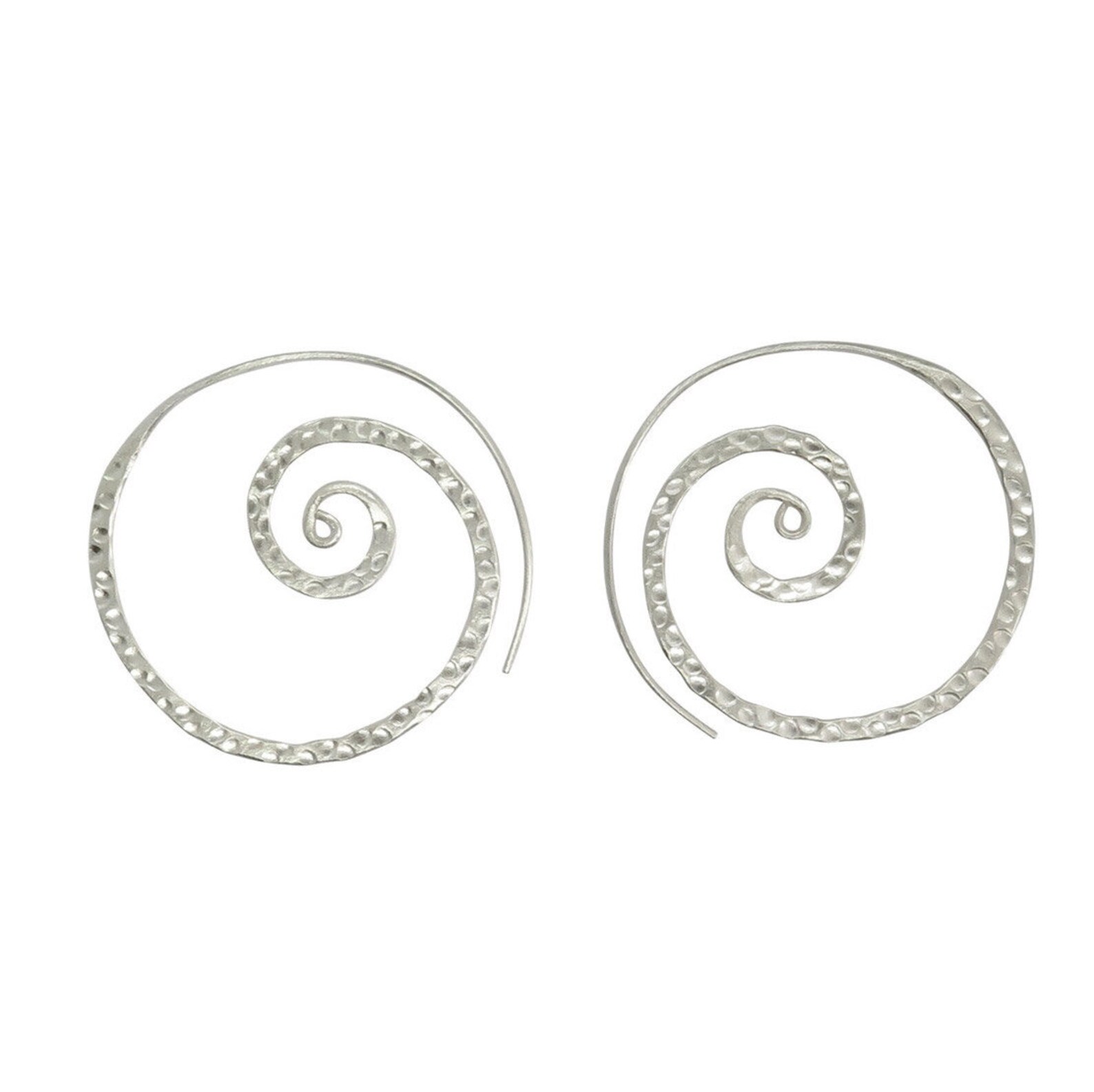 Sterling Silver Large Spiral Hoops Earrings, Gypsy Boho Tribal Swirl ...