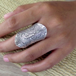 Sterling Silver Boho Statement Ring Handmade Large Ethnic - Etsy