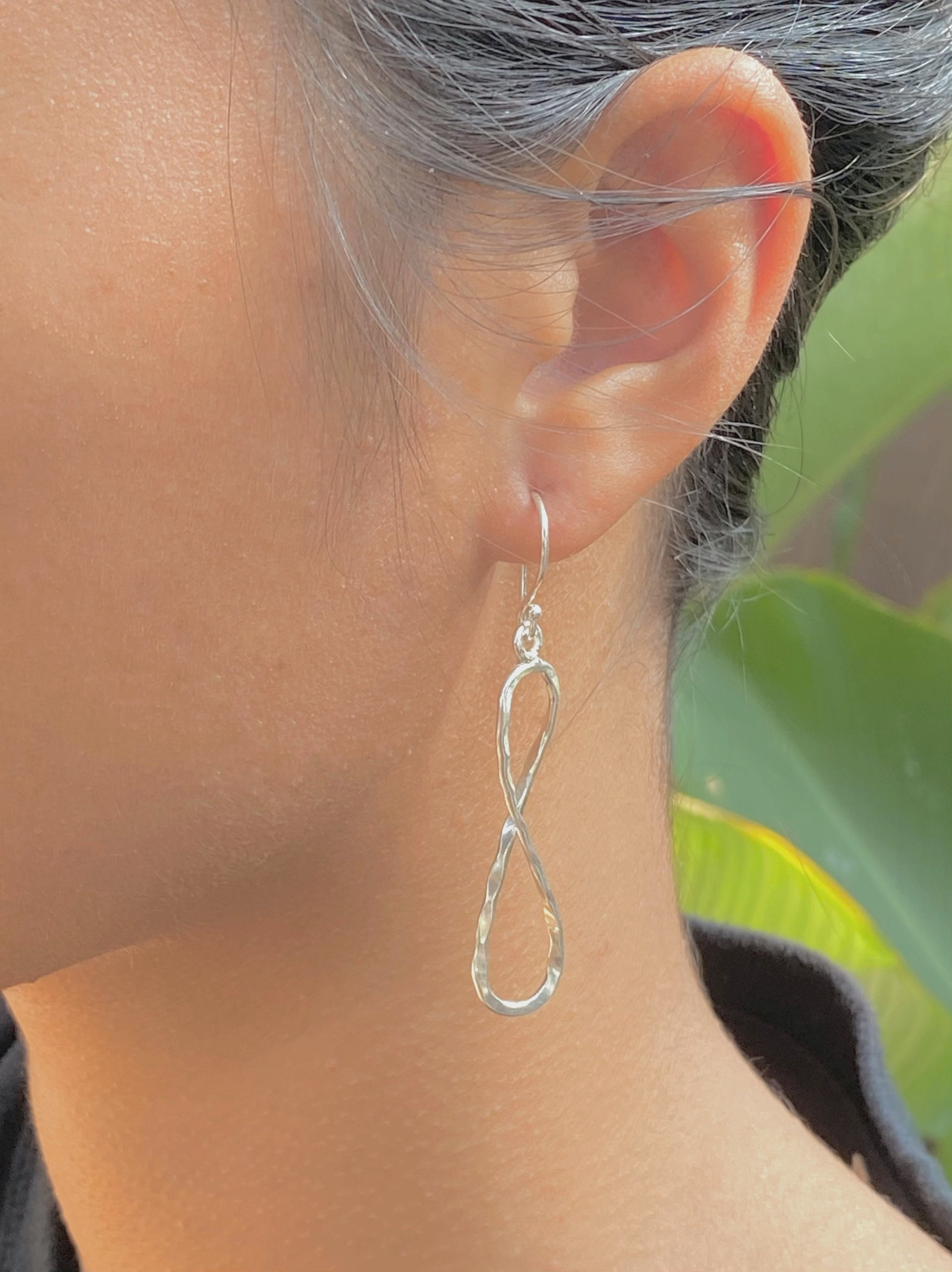 Sterling Silver Handmade Minimalist Hammered Infinity Dangle | Etsy