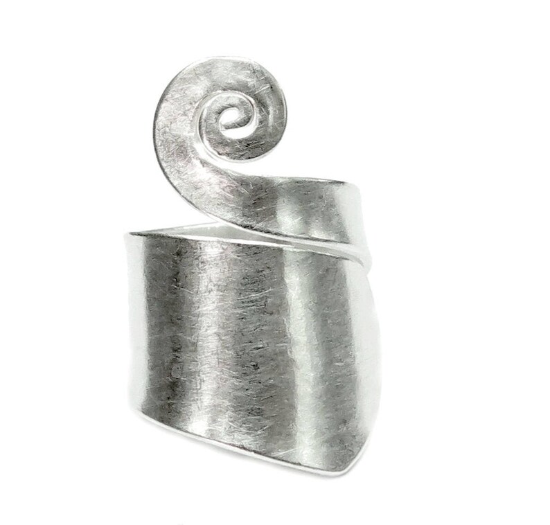 Sterling Silver Adjustable Spiraling Wrap Ring Handmade Wide | Etsy