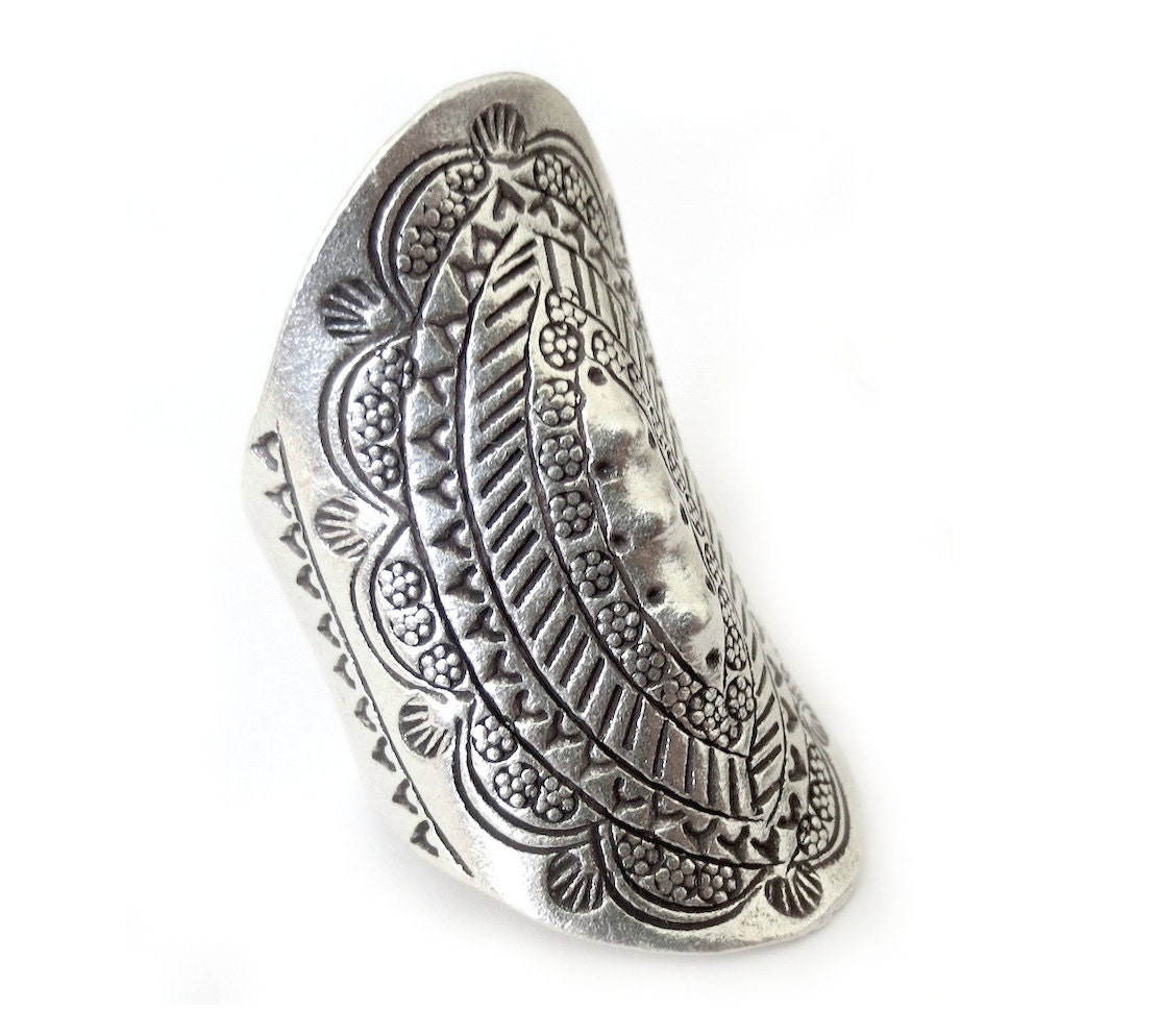 Sterling Silver Large Boho Statement Ring Handmade Ethnic | Etsy