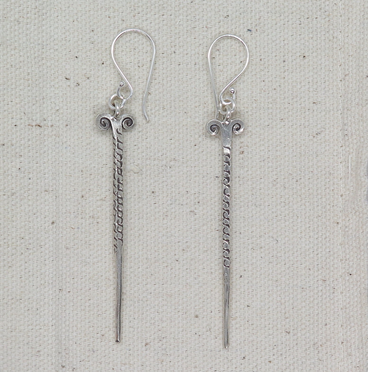 Sterling Silver Needle Spike Long Dangle Earrings Handmade | Etsy