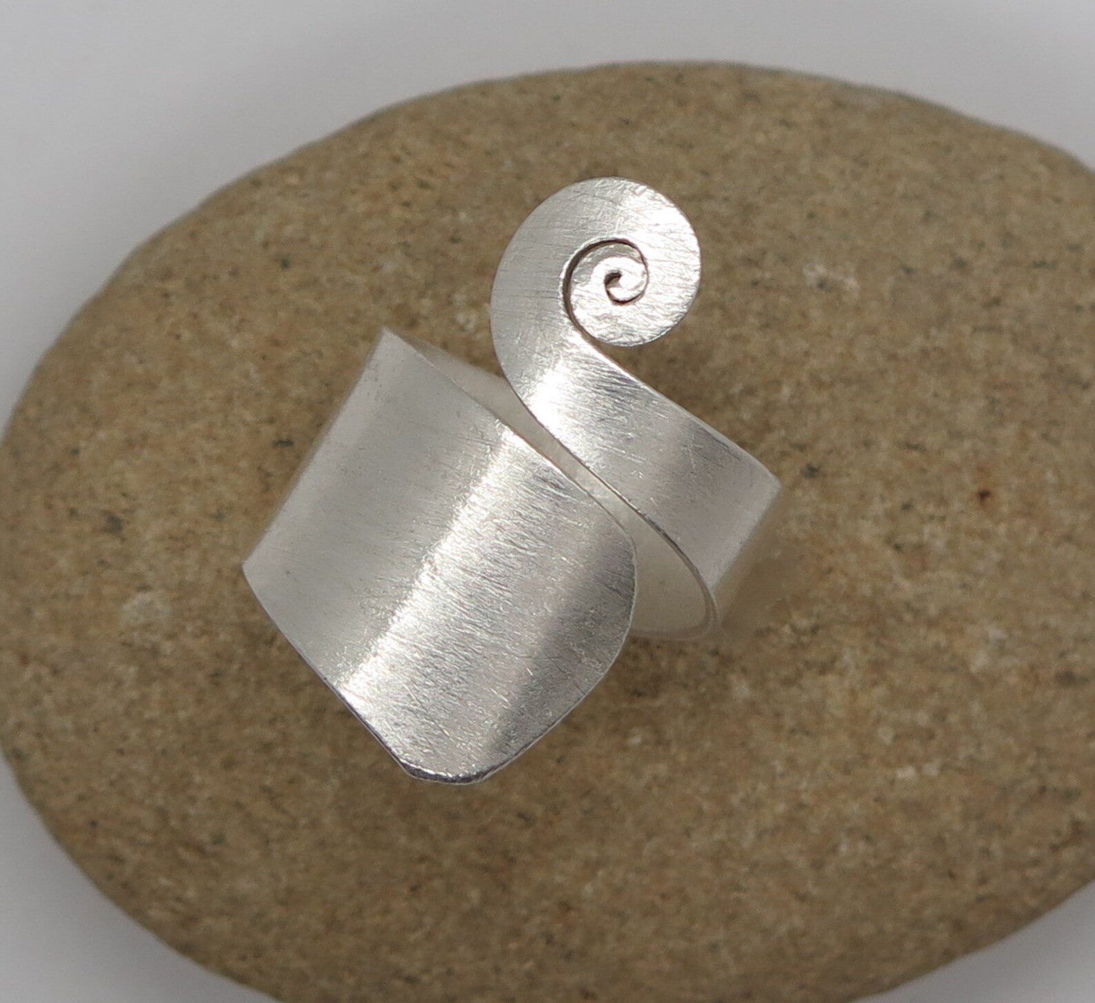 Sterling Silver Adjustable Spiraling Wrap Ring Handmade Wide | Etsy