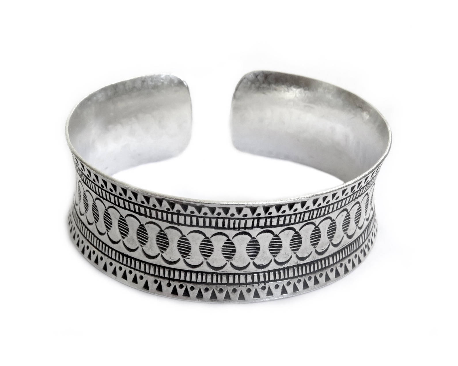 Sterling Silver Wide Cuff Bracelet Decorated with Geometric | Etsy