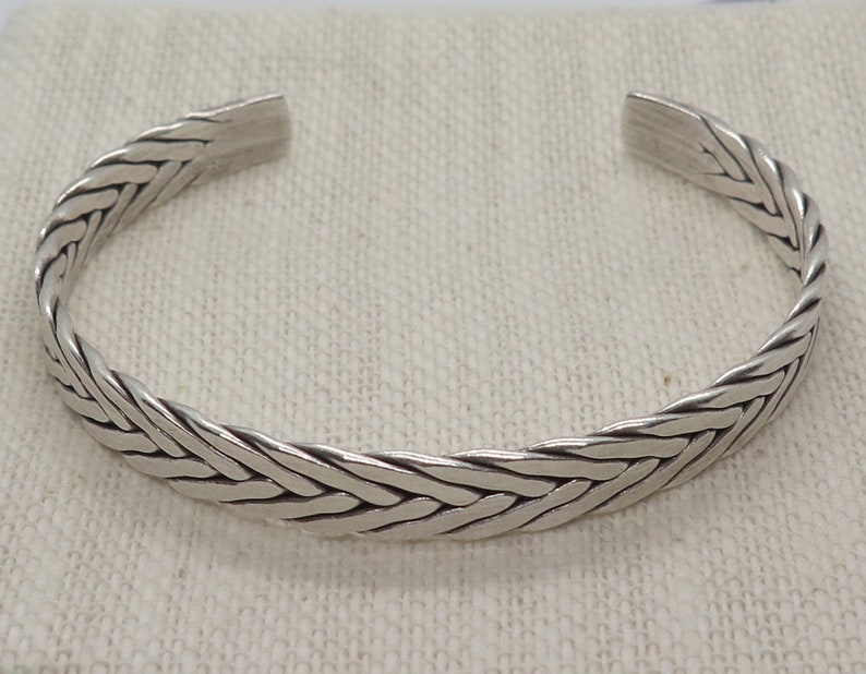 Sterling Silver Braided Cuff Bracelet Handmade Boho woven | Etsy