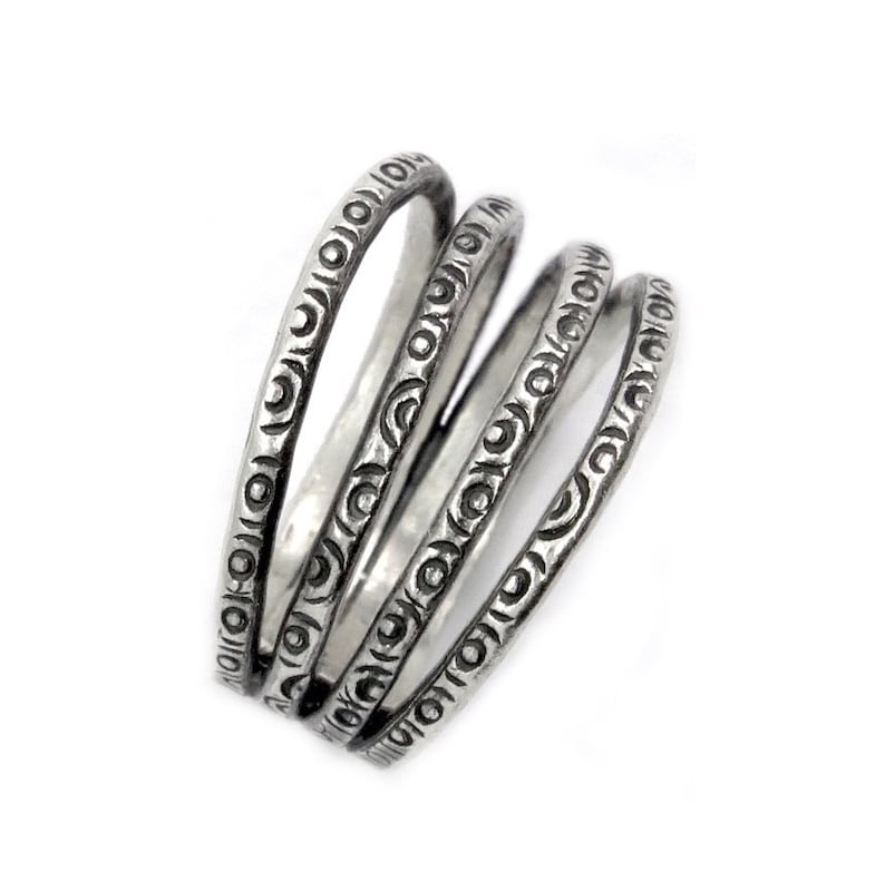 Sterling Silver Connected Stacking Rings Set of 4 Linked | Etsy
