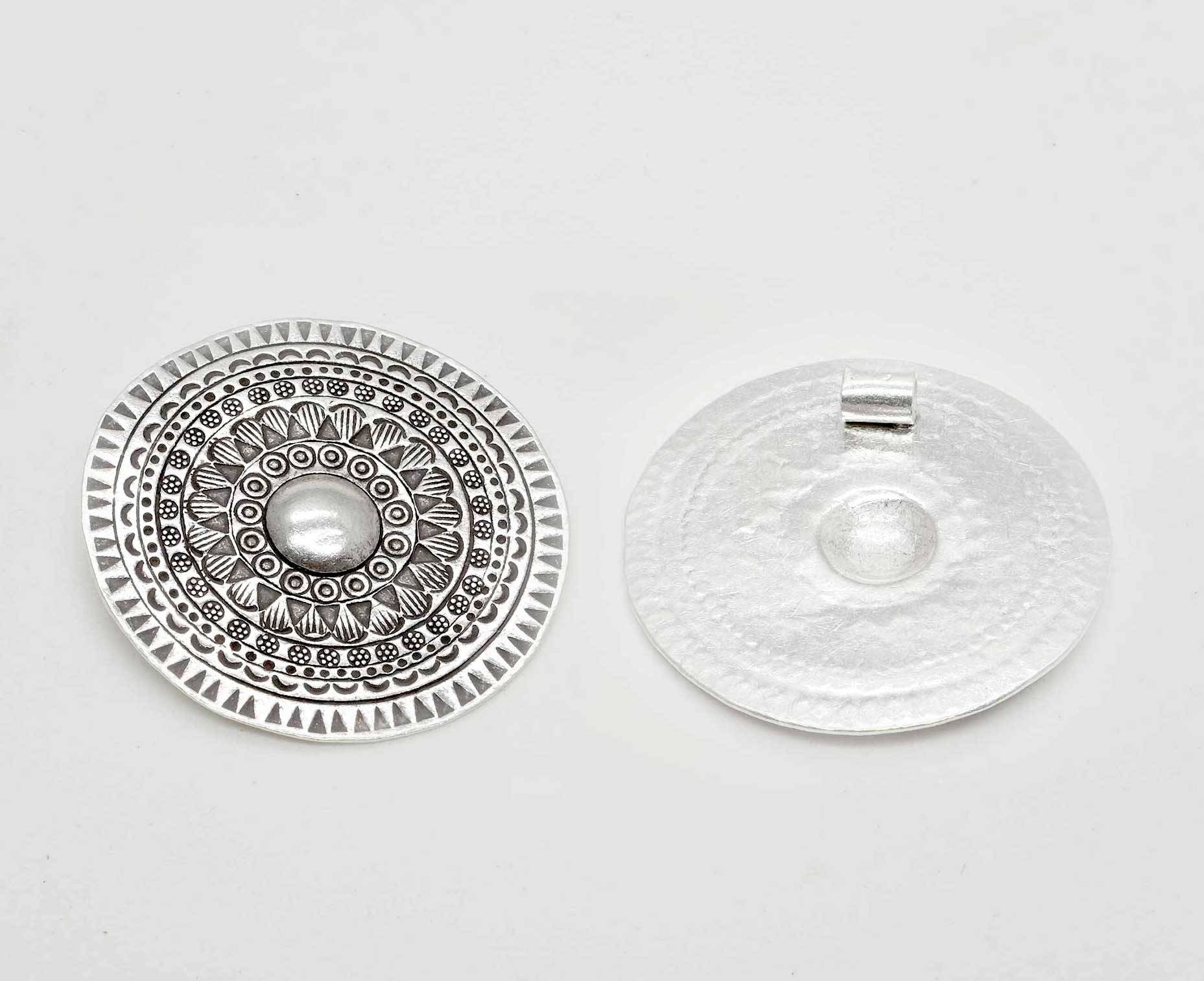 Sterling Silver Mandala Statement Pendant Necklace, Handmade Large ...