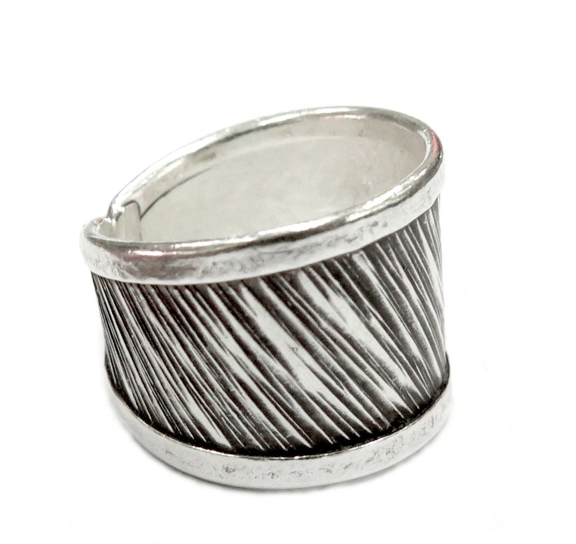 Handmade Sterling Silver Wide Band Ring, Women's or Man's Natural ...