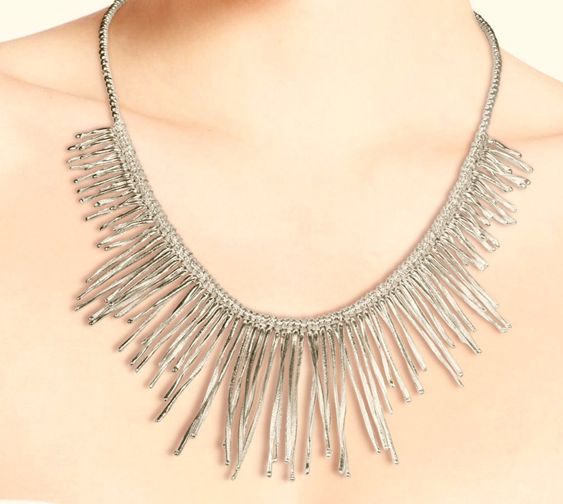 Sterling Silver Statement Rays Necklace Handmade impressive | Etsy