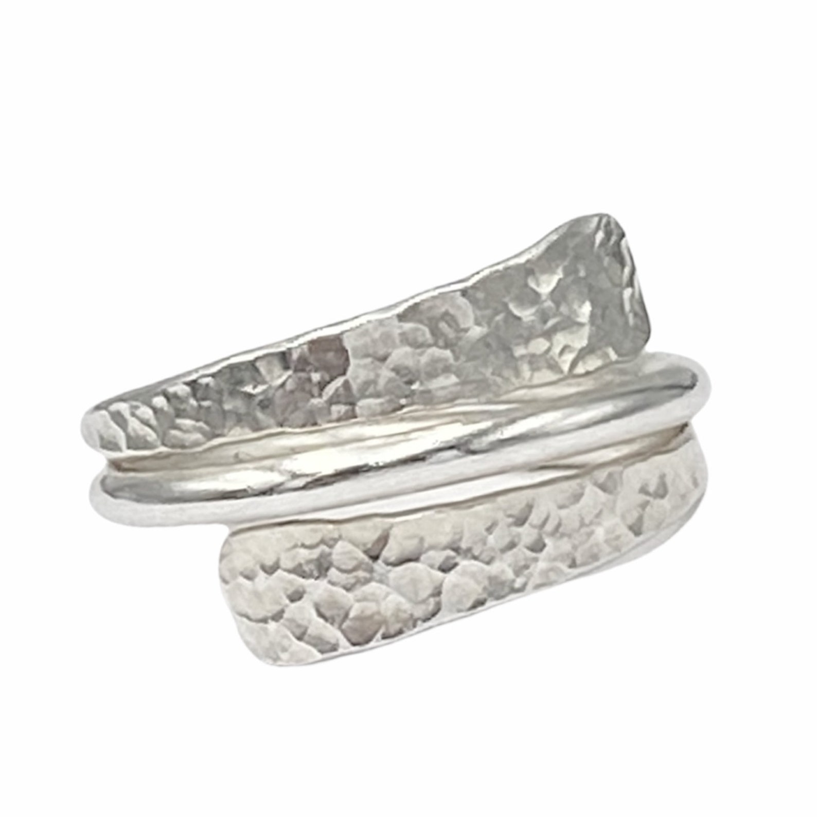 Handmade Wrap Around Band Hammered Silver Ring, Elegant Dainty Silver ...