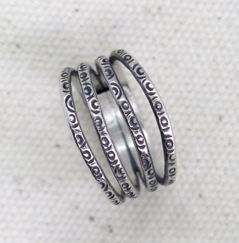 Sterling Silver Connected Stacking Rings Set of 4 Linked | Etsy