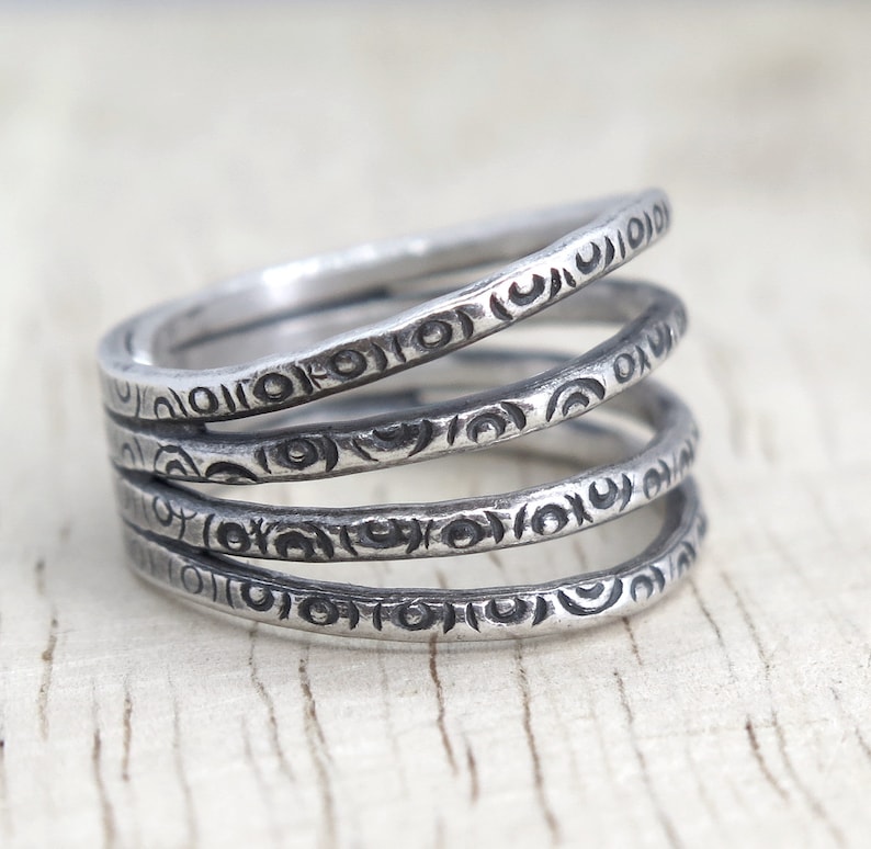 Sterling Silver Connected Stacking Rings Set of 4 Linked | Etsy