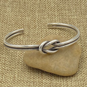 Handmade Sterling Knot Cuff Bracelet, Minimalist Rustic Simple Two ...