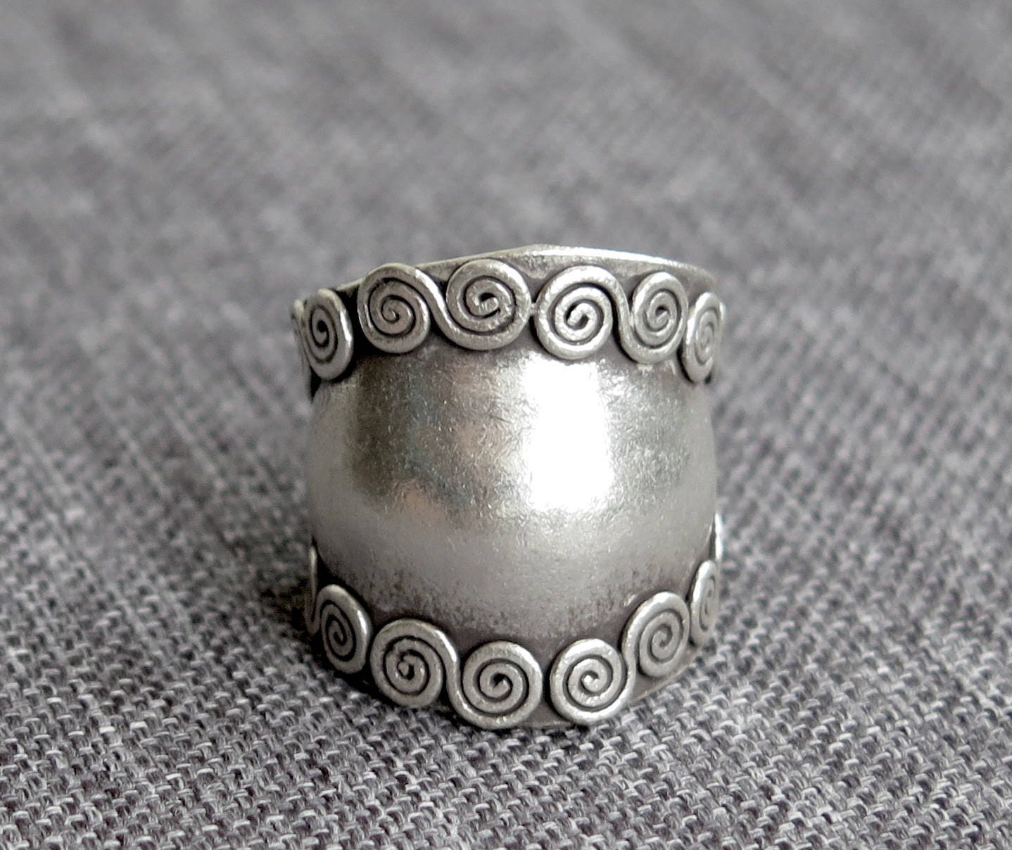 Ethnic Tribal Handmade Sterling Silver Wide convex Band Ring | Etsy