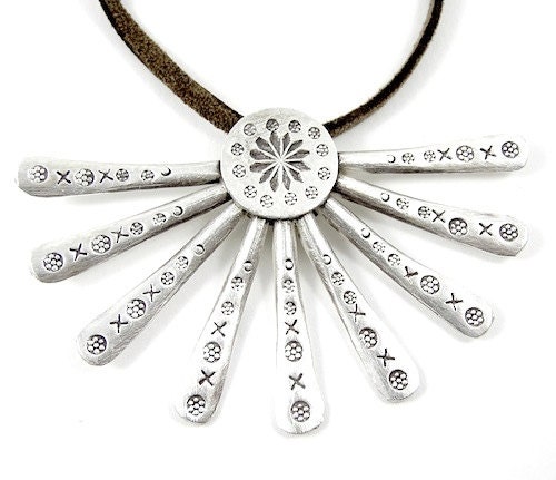 Sterling Silver Boho Statement Pendant Necklace Handmade | Etsy