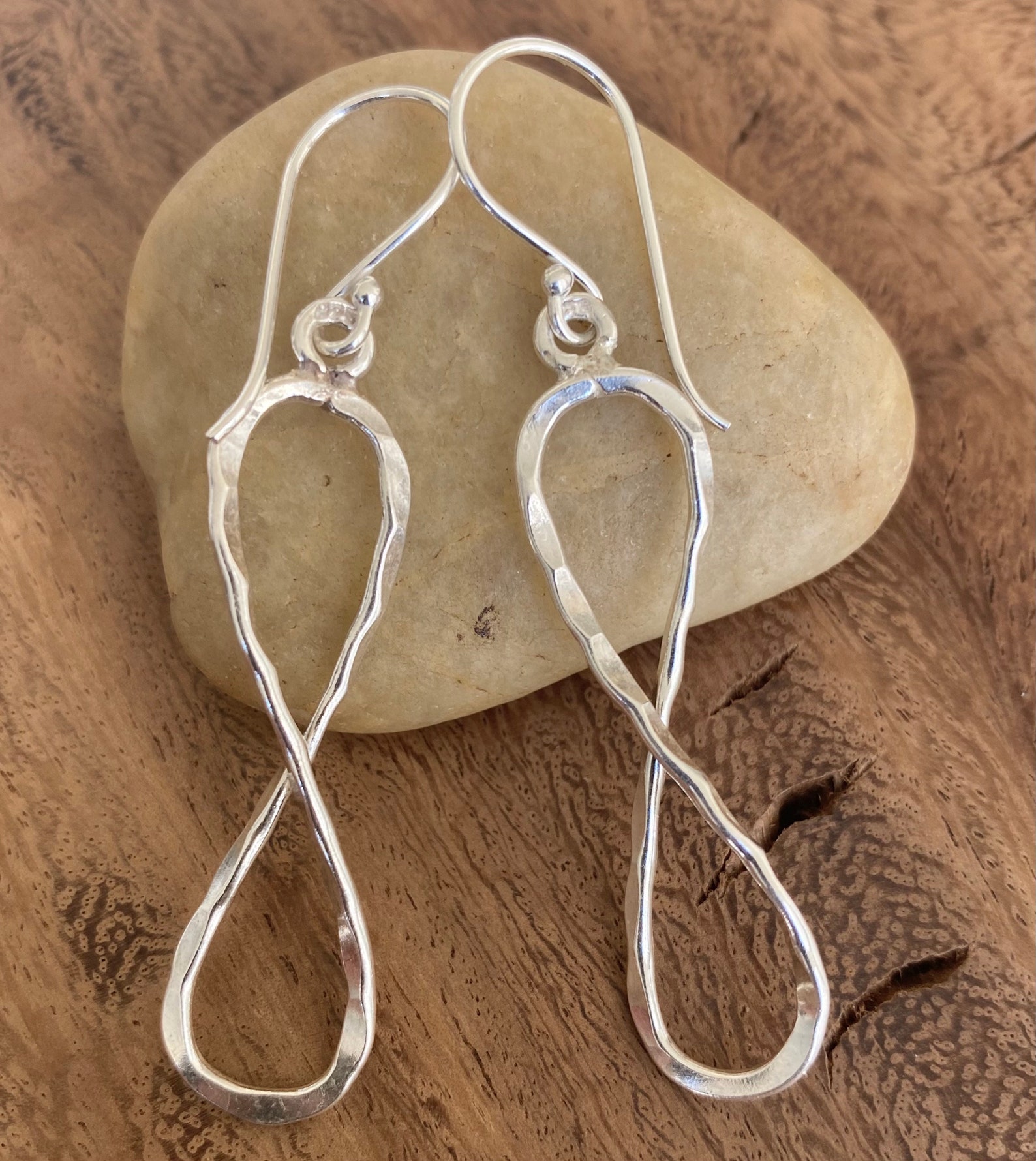 Sterling Silver Handmade Minimalist Hammered Infinity Dangle - Etsy