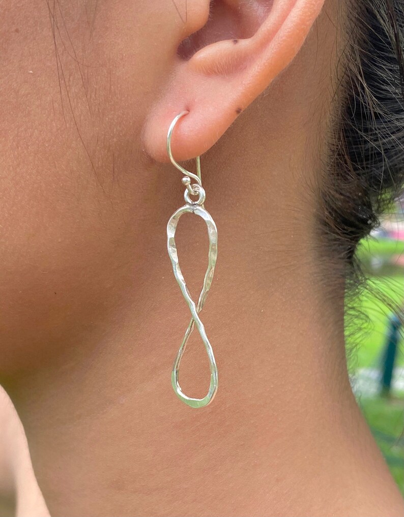 Sterling Silver Handmade Minimalist Hammered Infinity Dangle - Etsy
