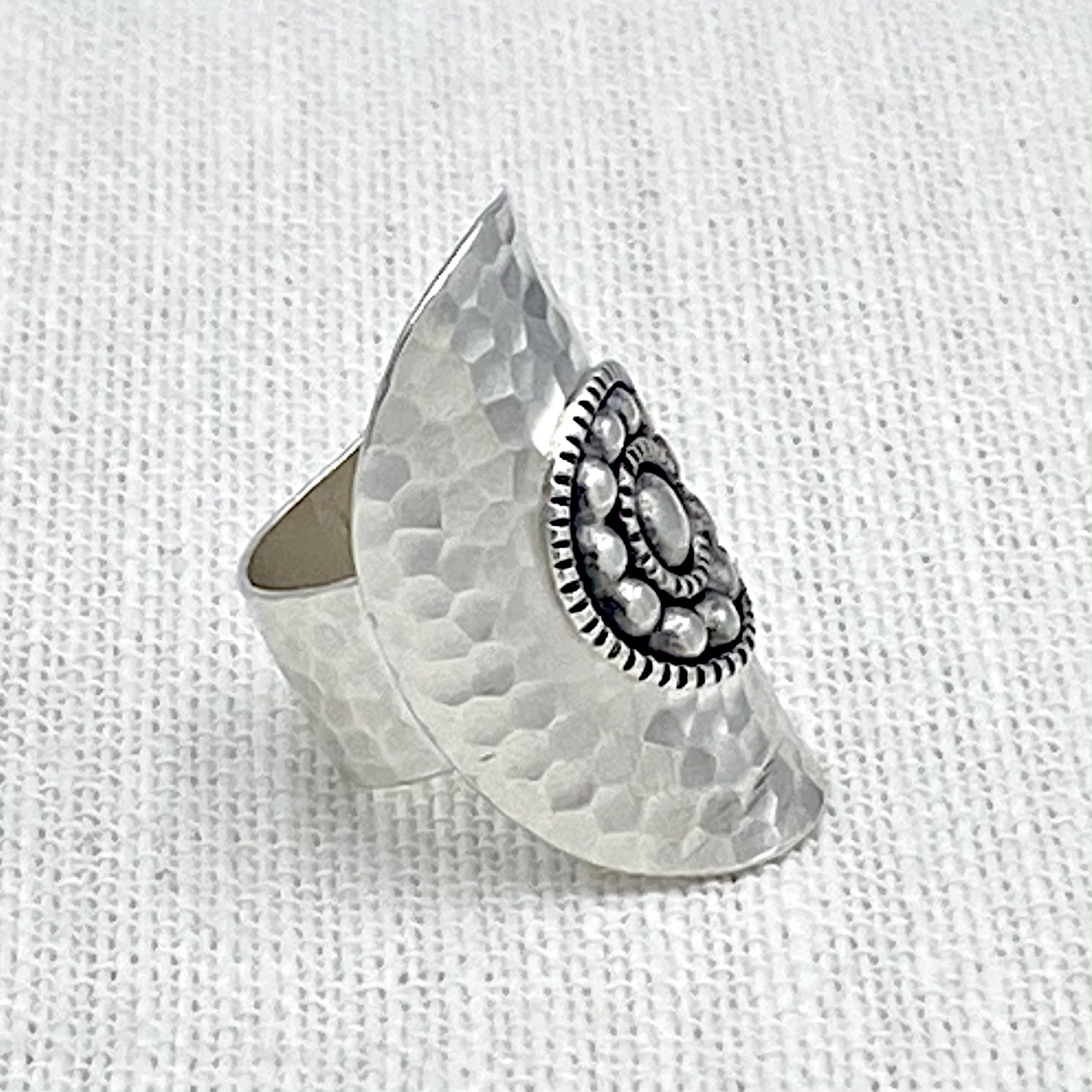 Hammered Sterling Silver Solar Mandala Large Boho Statement | Etsy