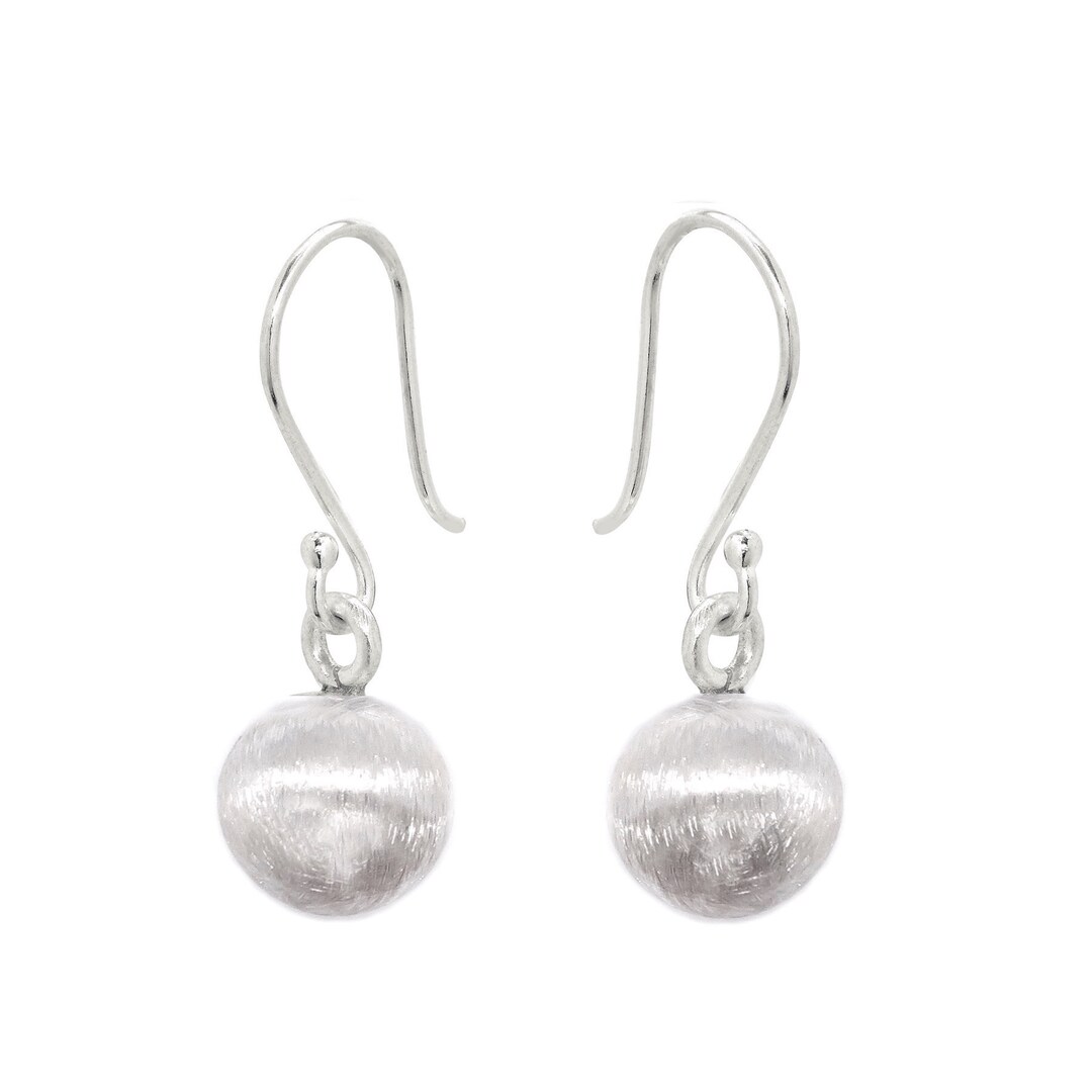 Sterling Silver Shinny Ball Hook Earrings, Handmade Small Light Sphere ...