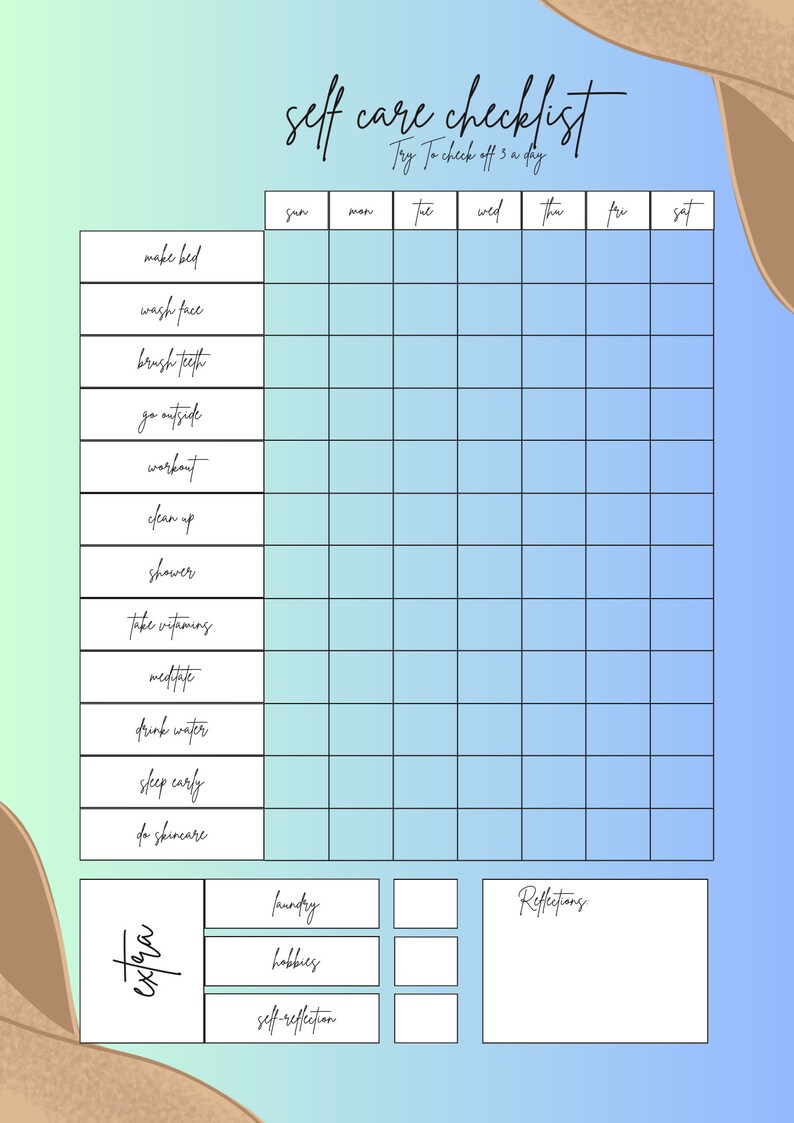 Self-care Log by Treat Yourself Pretty - Etsy