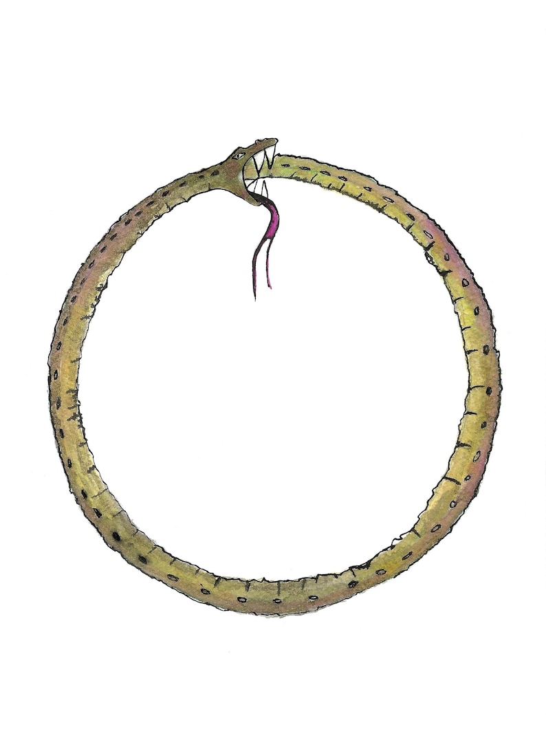 Ouroboros print Snake print Eternal life snake Uroboros | Etsy