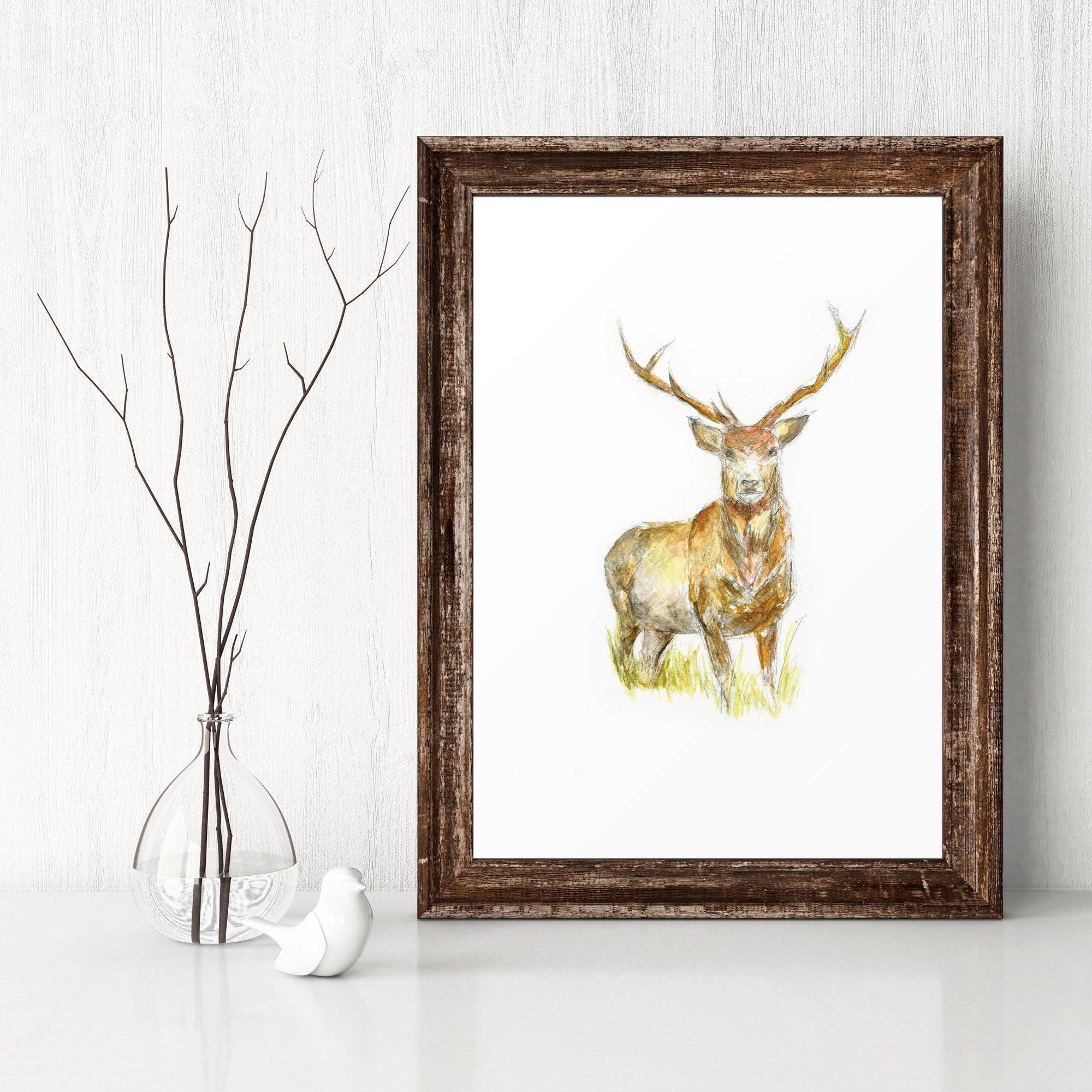 Stag Print | Stag Art | Framed Stag Prints | Matte Framed Stag Print ...