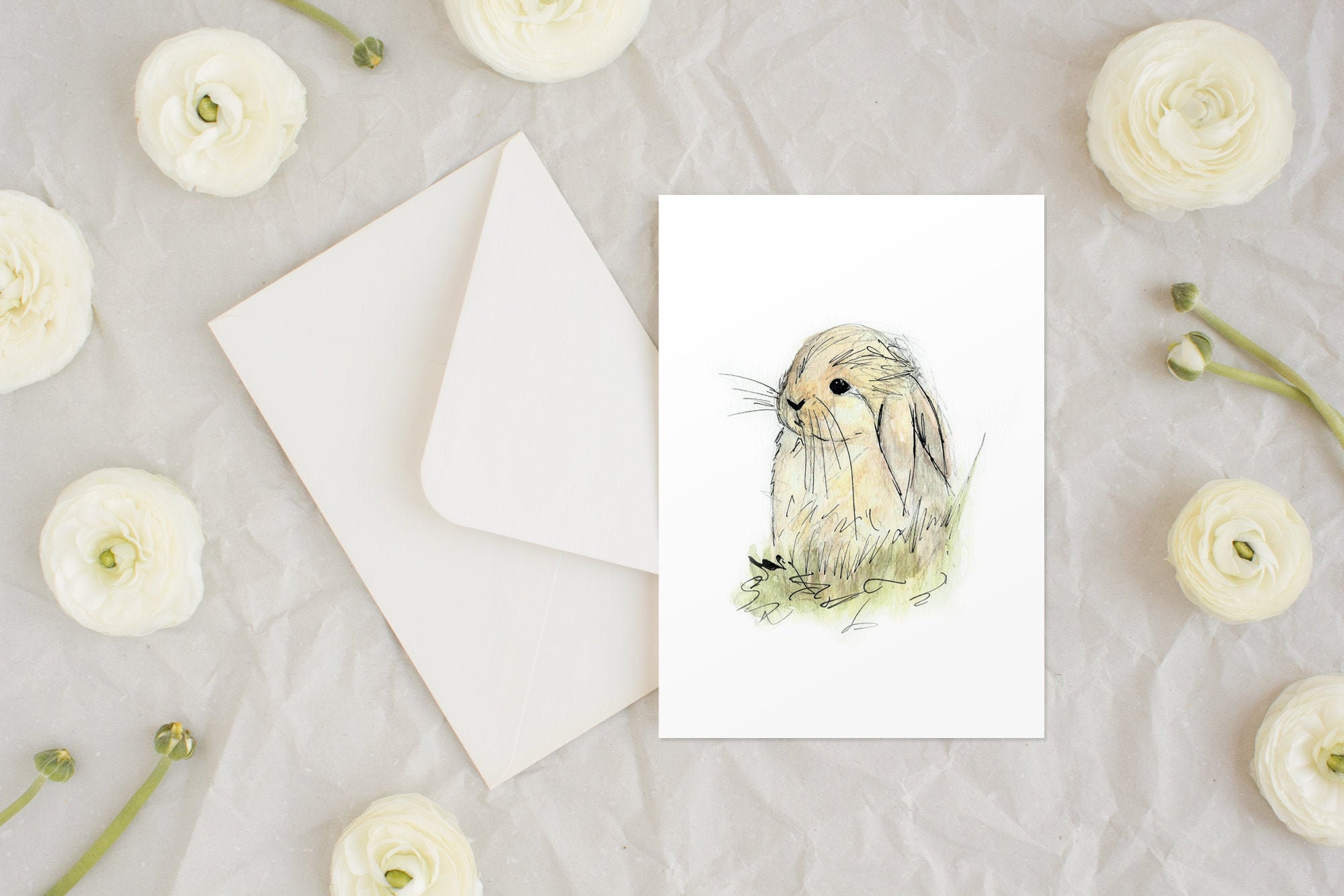 Easter Bunny Card Bunny Notecards Rabbit Card Easter - Etsy