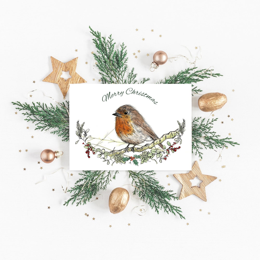 Robin Merry Christmas Card | Robin Christmas Card | Robin Art | Happy ...