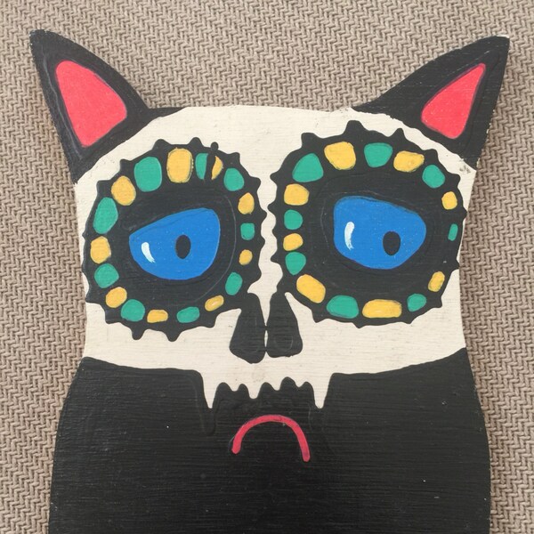 Day of the Dead Cat Wall Art - Etsy