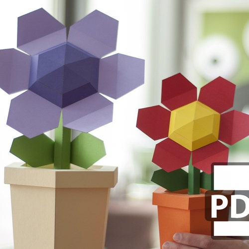 Pot Flower DIY Papercraft Kit instant Download - Etsy