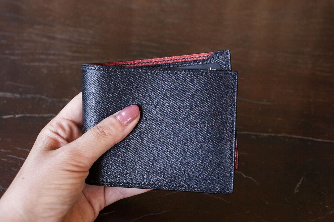 Personalized Leather Slim Wallet Minimalist Slim Leather Wallet Custom ...