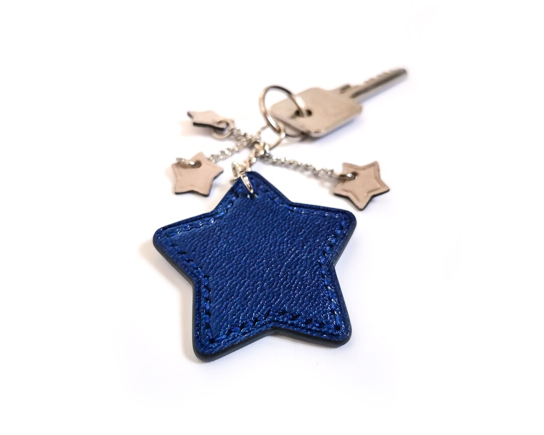 Hand Stitched Leather Key Chain /star Key Chain Personalized / - Etsy
