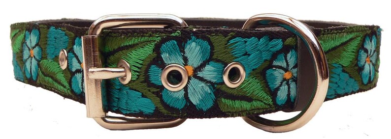Leather Dog Collar Colorful Dog Collar Floral Dog Collar | Etsy