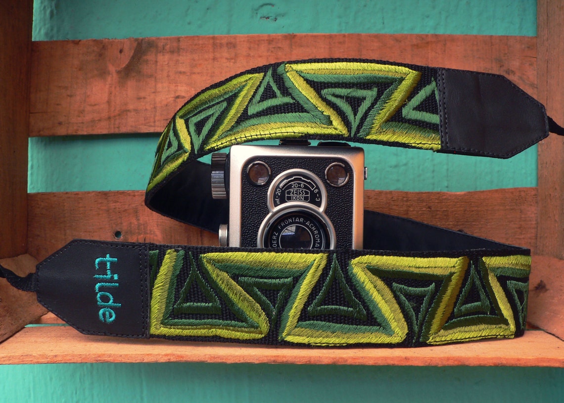 Leather Camera Strap Green Camera Strap Wide Camera Strap | Etsy