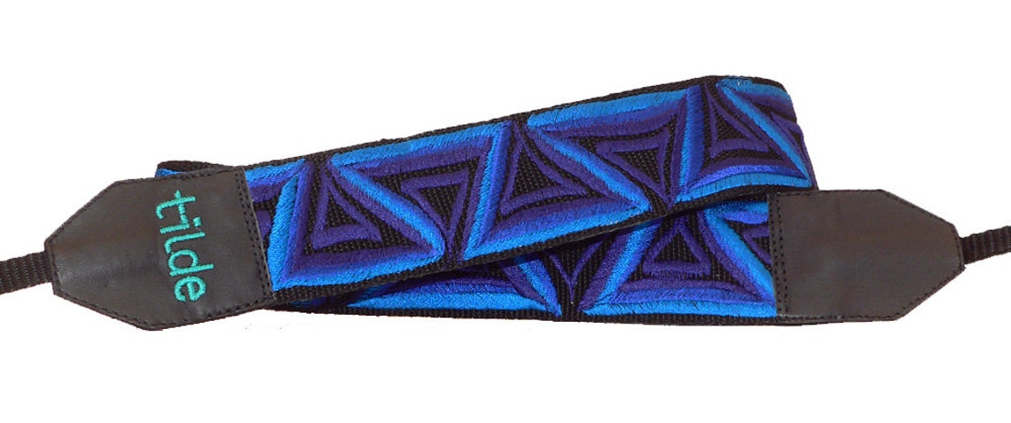 Leather Camera Strap Blue Camera Strap Wide Camera Strap - Etsy